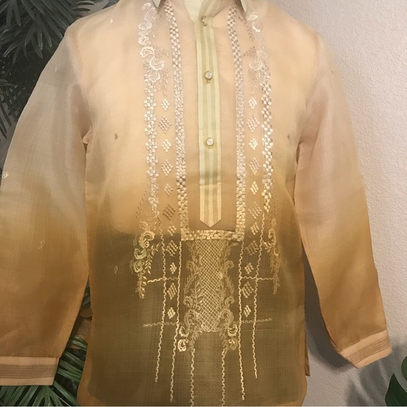 Shirts | Matt Gold Monochromatic Pina Cocoon Barong Tagalog With ...